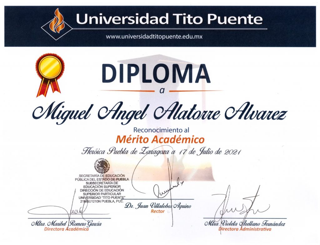 Maestro Miguel Angel Alatorre Alvarez, obtiene “Mérito Académico”