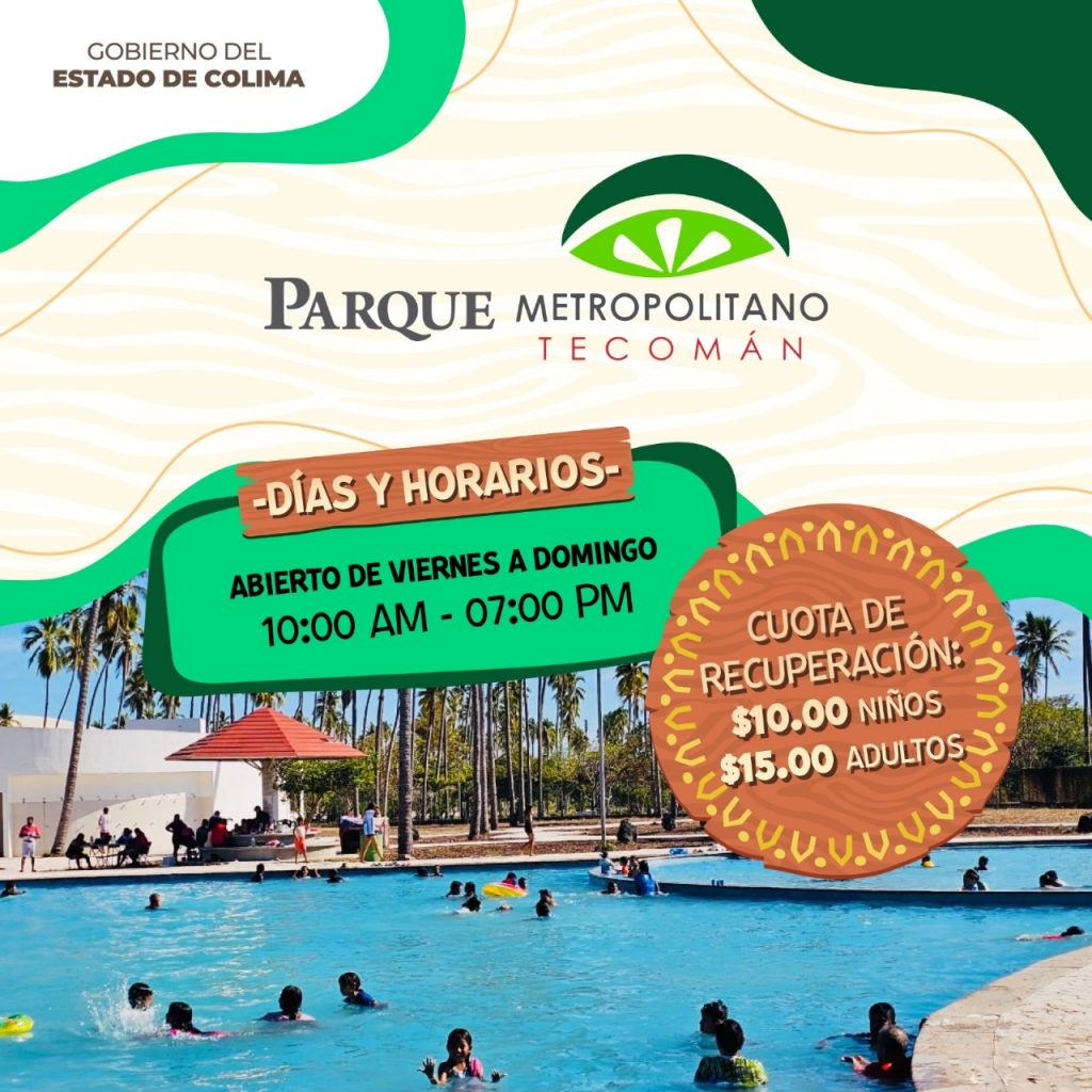 Albercas del Parque Metropolitano de Tecomán abrirán de viernes a domingo